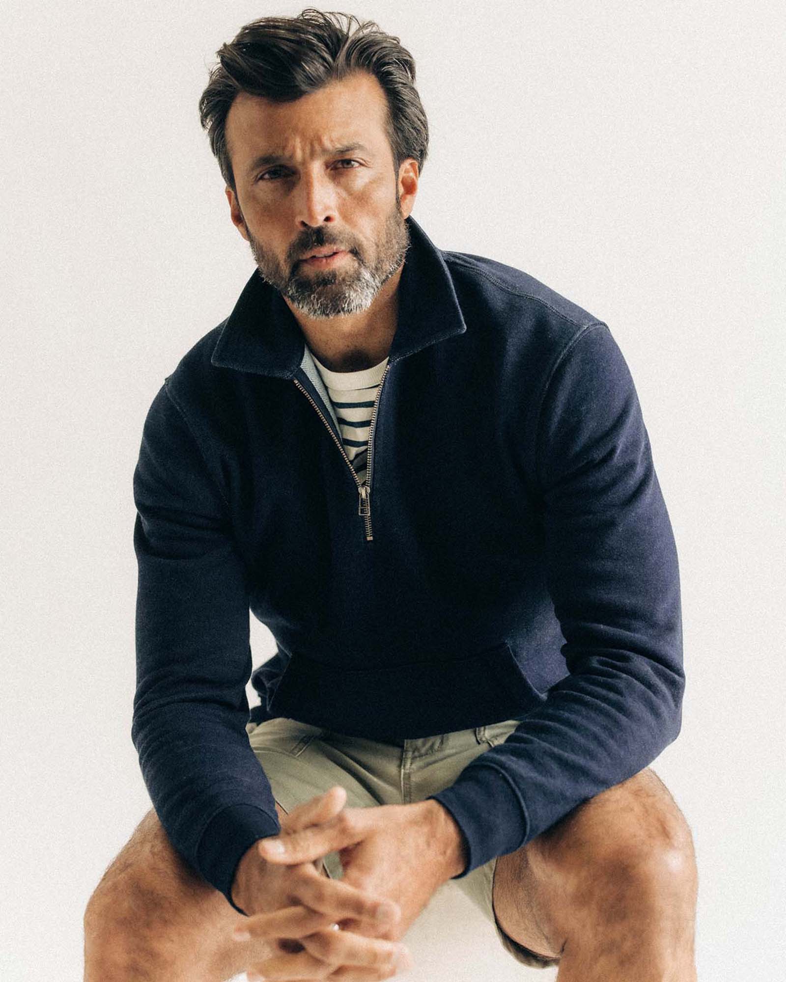 The Apres Quarter Zip in Rinsed Indigo Terry | Taylor Stitch