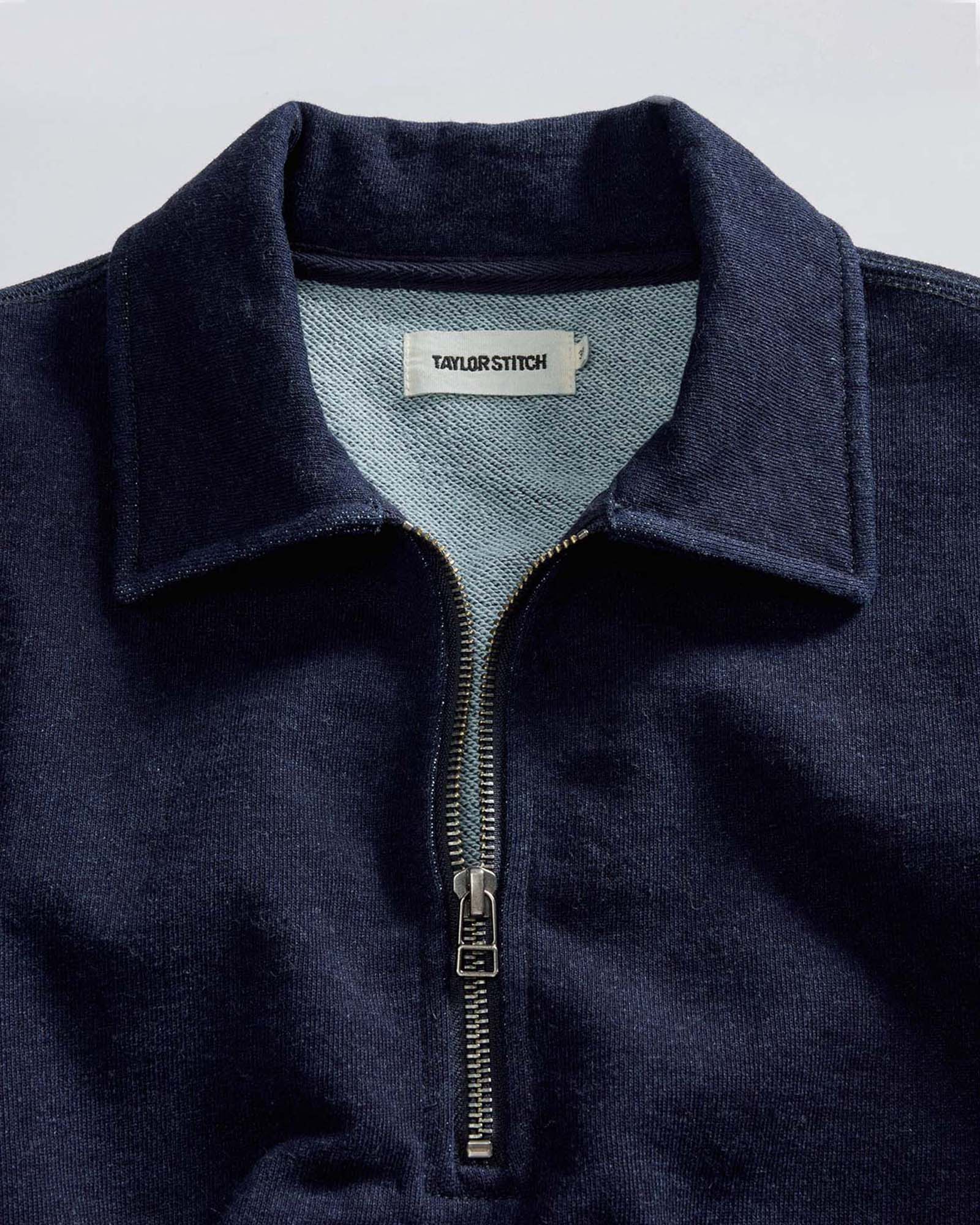 The Apres Quarter Zip in Rinsed Indigo Terry | Taylor Stitch