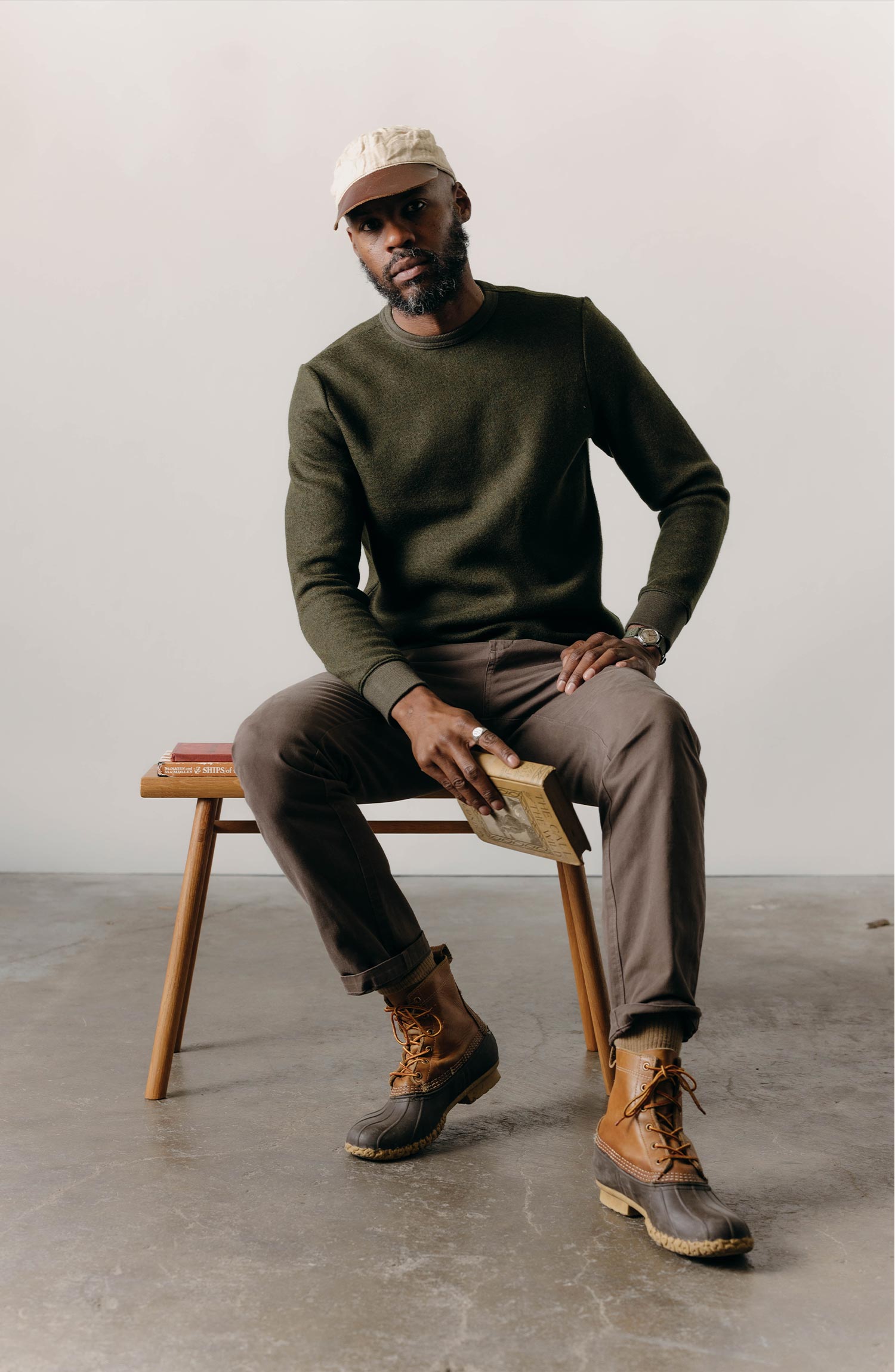 The Evans Crew in Forest Birdseye Wool | Taylor Stitch