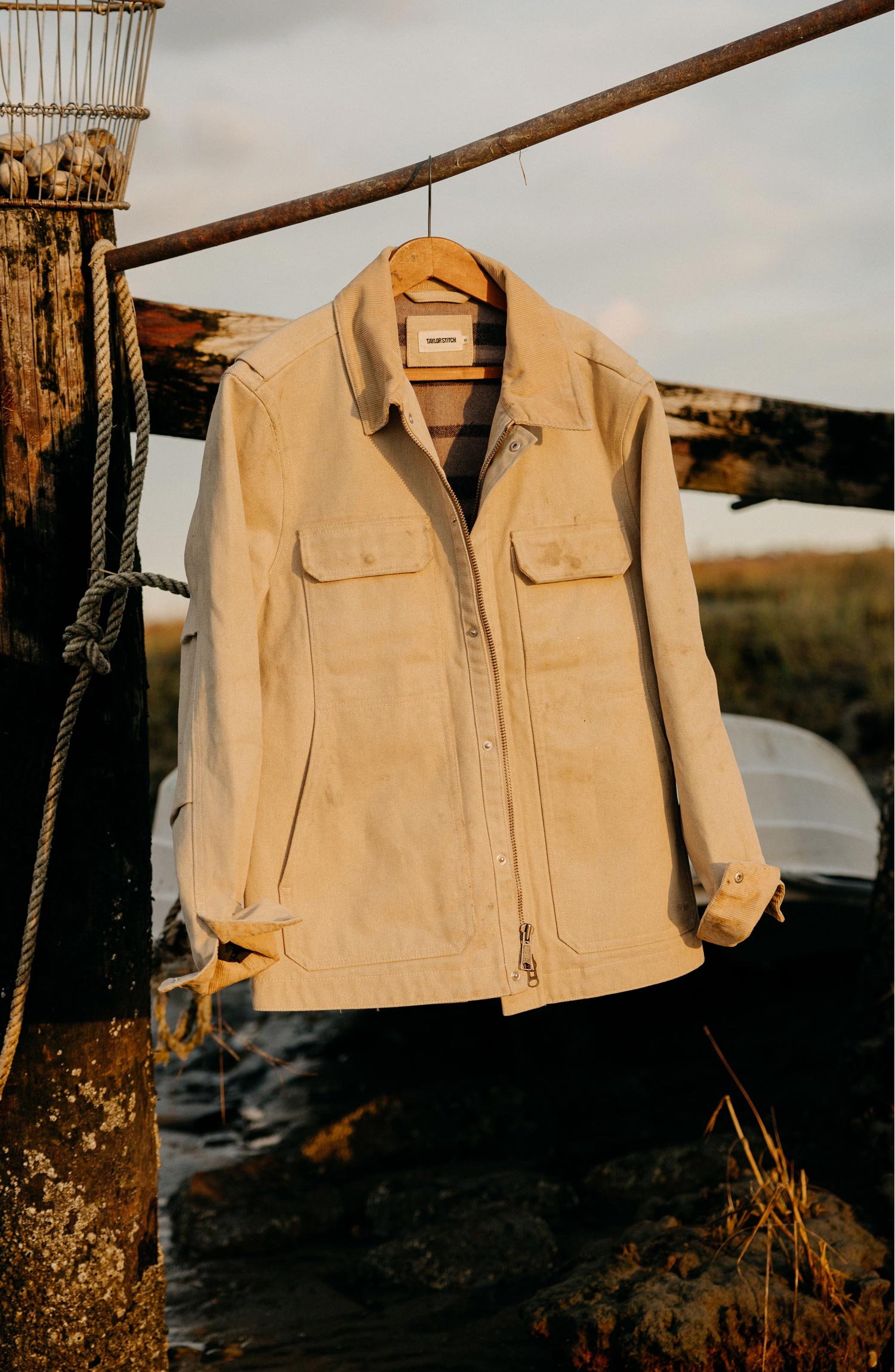 The Workhorse Utility Jacket in Light Khaki Chipped Canvas | Taylor Stitch