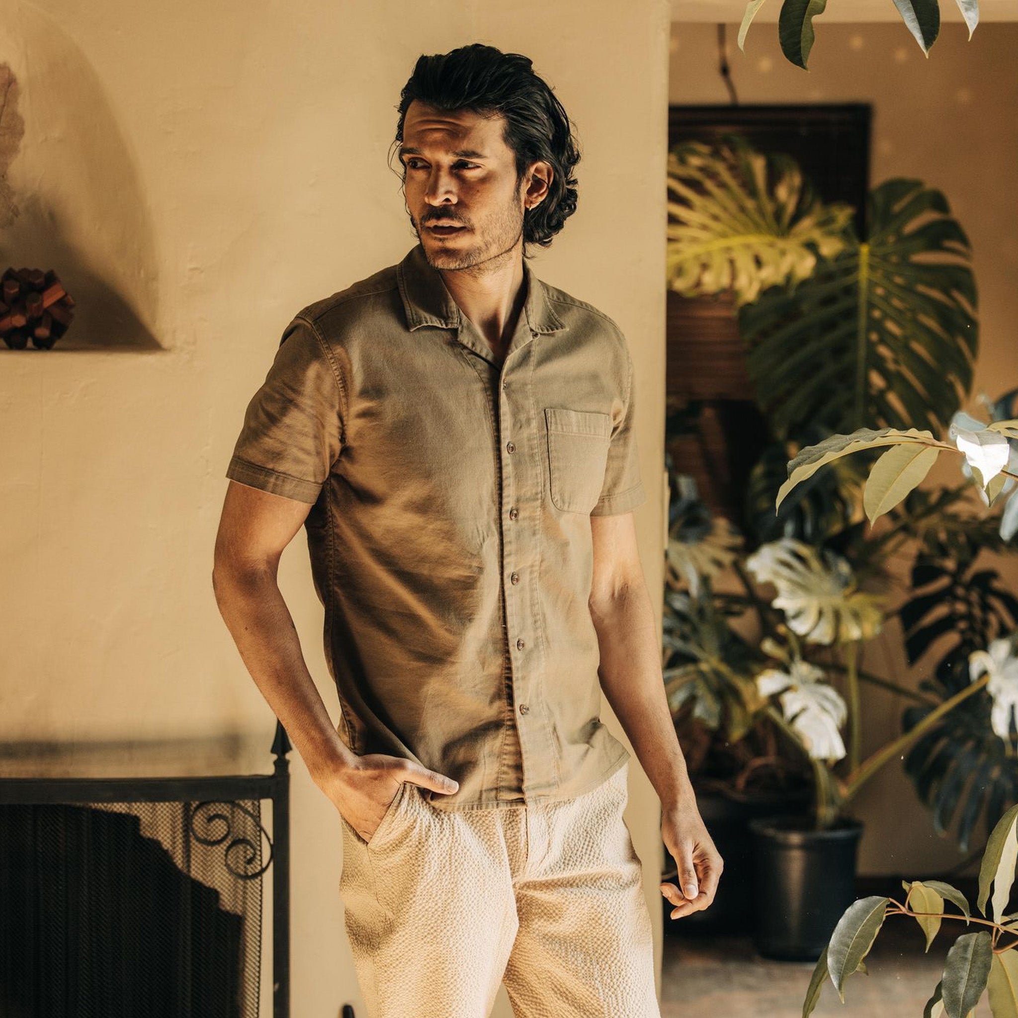 The Short Sleeve Hawthorne in Sea Moss - Men's Camp Shirt | Taylor Stitch