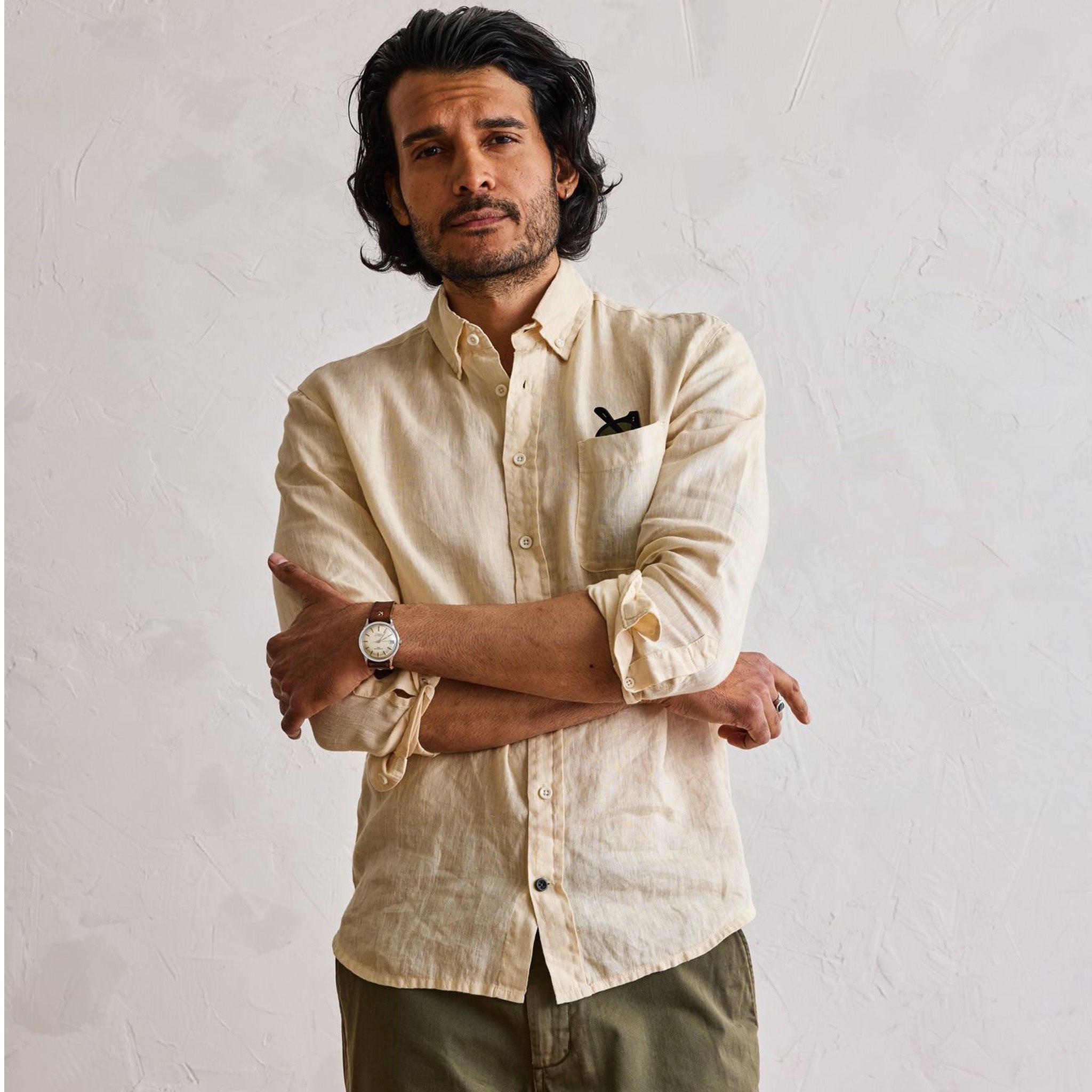 The Jack Men's Oxford Shirt in Horchata Linen | Taylor Stitch