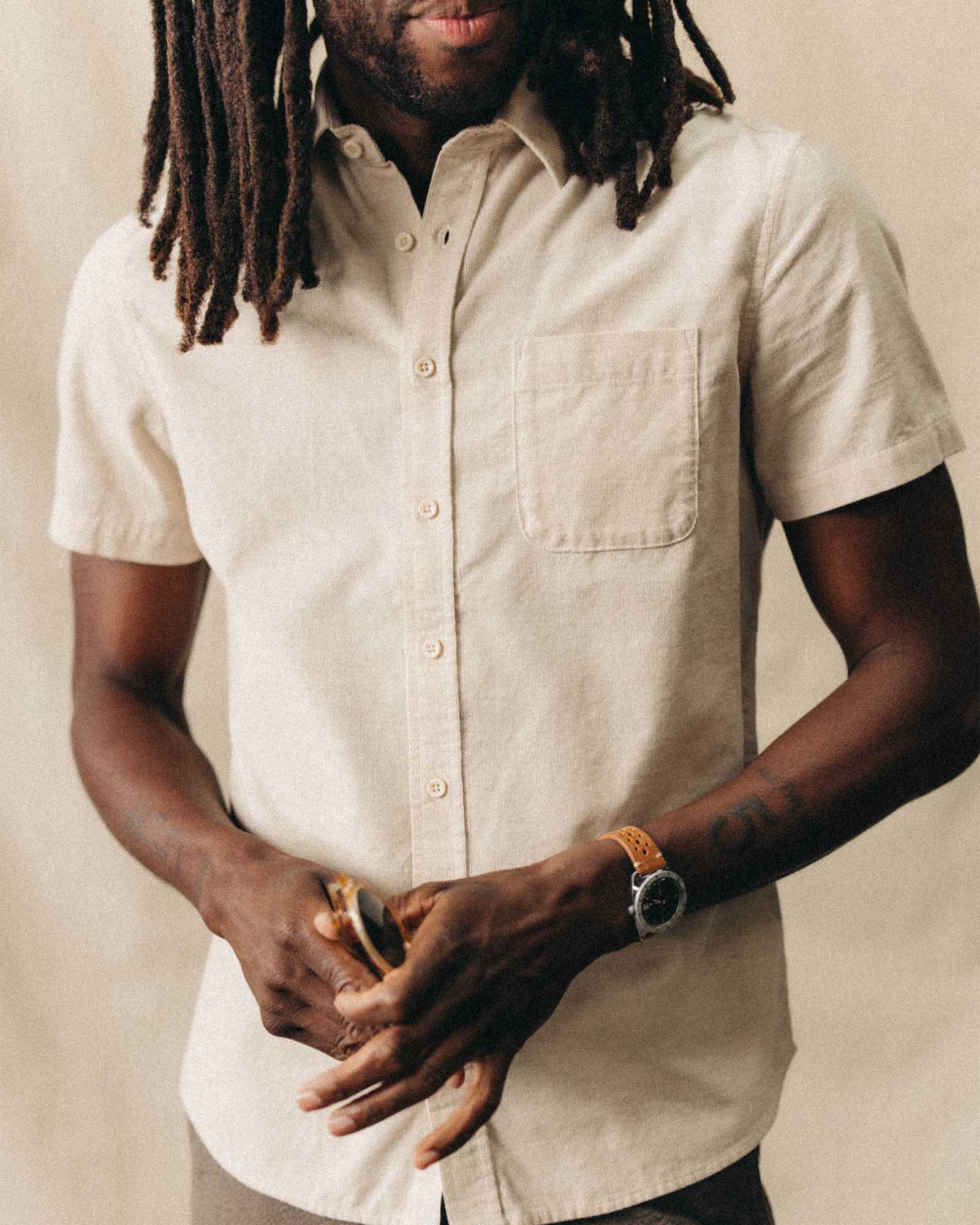 The Short Sleeve California in Heather Oat Cord | Taylor Stitch