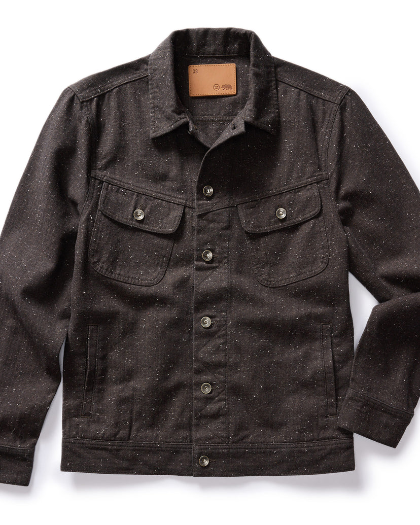 The Long Haul Mens Trucker Jacket in Peat Nep Herringbone | Taylor Stitch