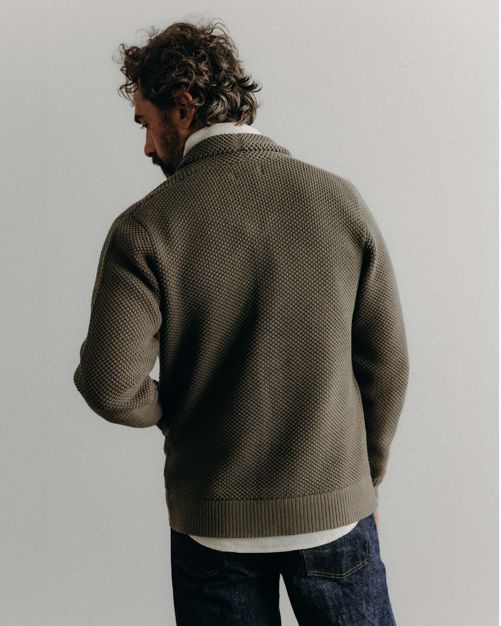 The Crawford Sweater in Fatigue Olive | Taylor Stitch