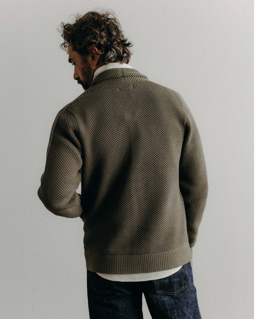 The Crawford Sweater in Fatigue Olive | Taylor Stitch