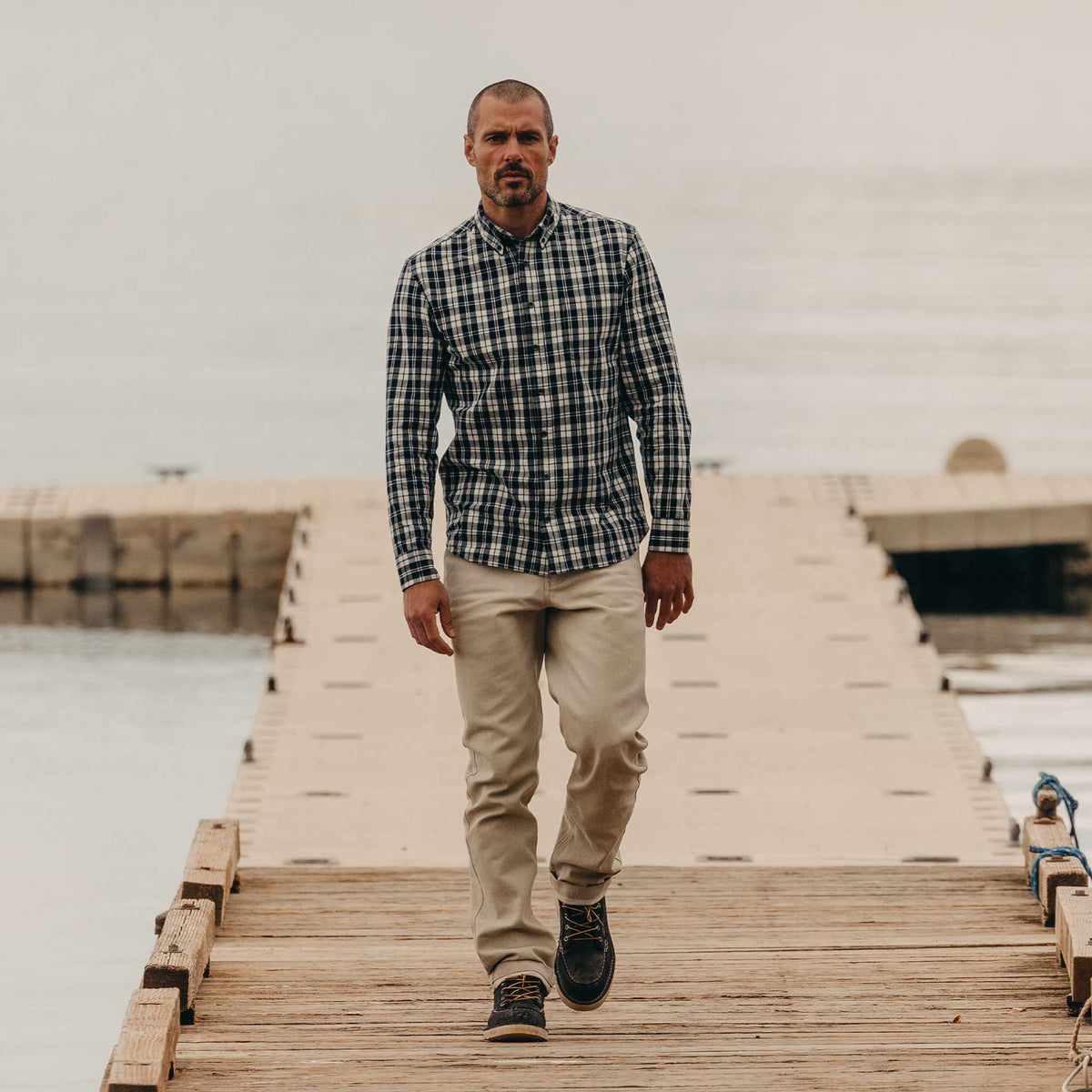 The Jack Button Down Shirt in Rinsed Indigo Plaid | Taylor Stitch