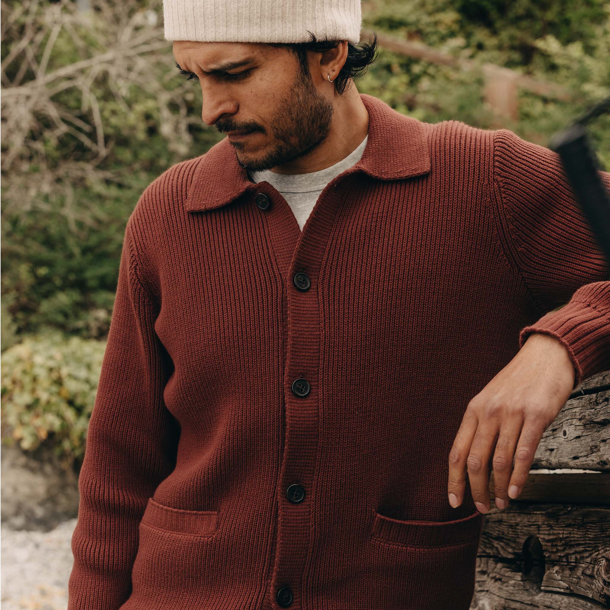 The Harbor Sweater Jacket in Mahogany | Taylor Stitch