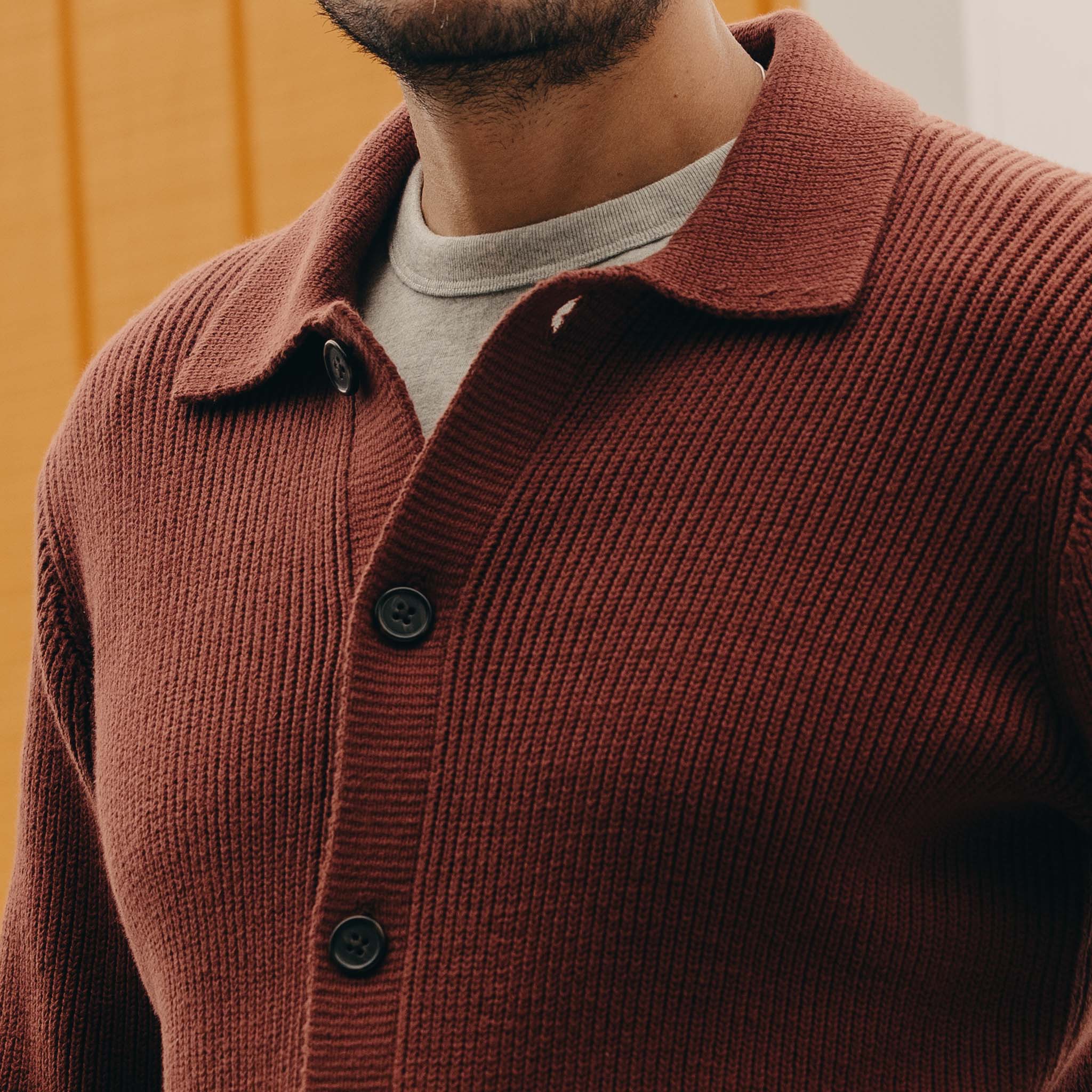 The Harbor Sweater Jacket in Mahogany | Taylor Stitch