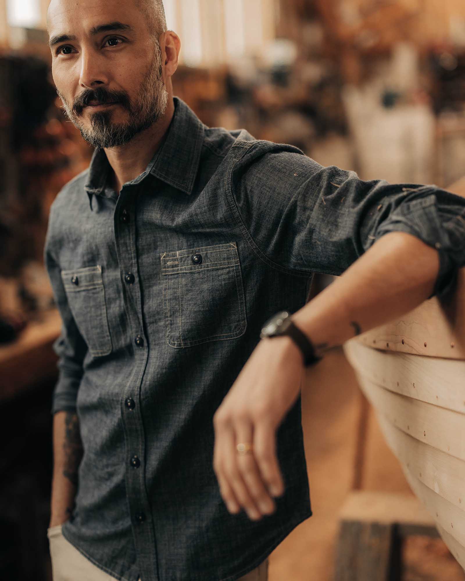 The Foundry Shirt in Rinsed Indigo Chambray | Taylor Stitch