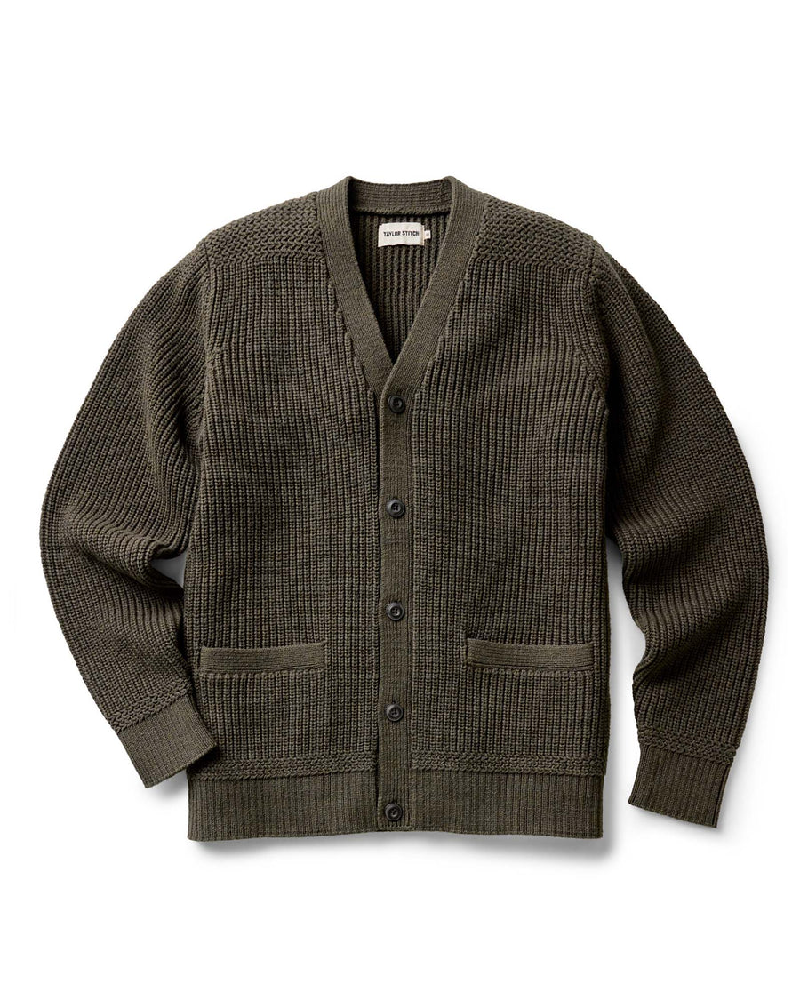 The Mariner Cardigan in Heather Loden Slub | Taylor Stitch