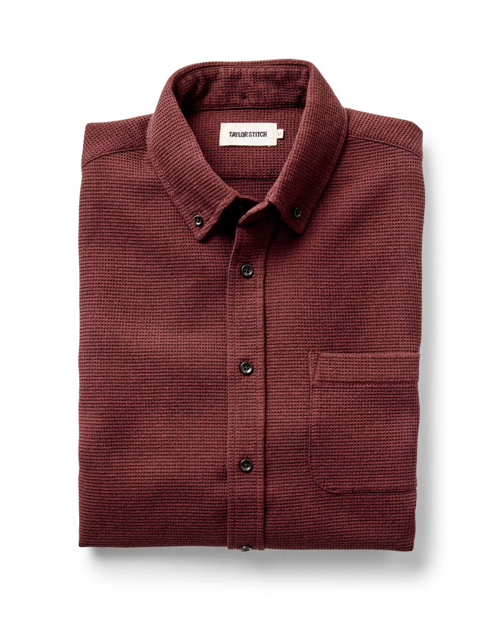 The Jack Mens Button Down Shirt in Burgundy Waffle | Taylor Stitch