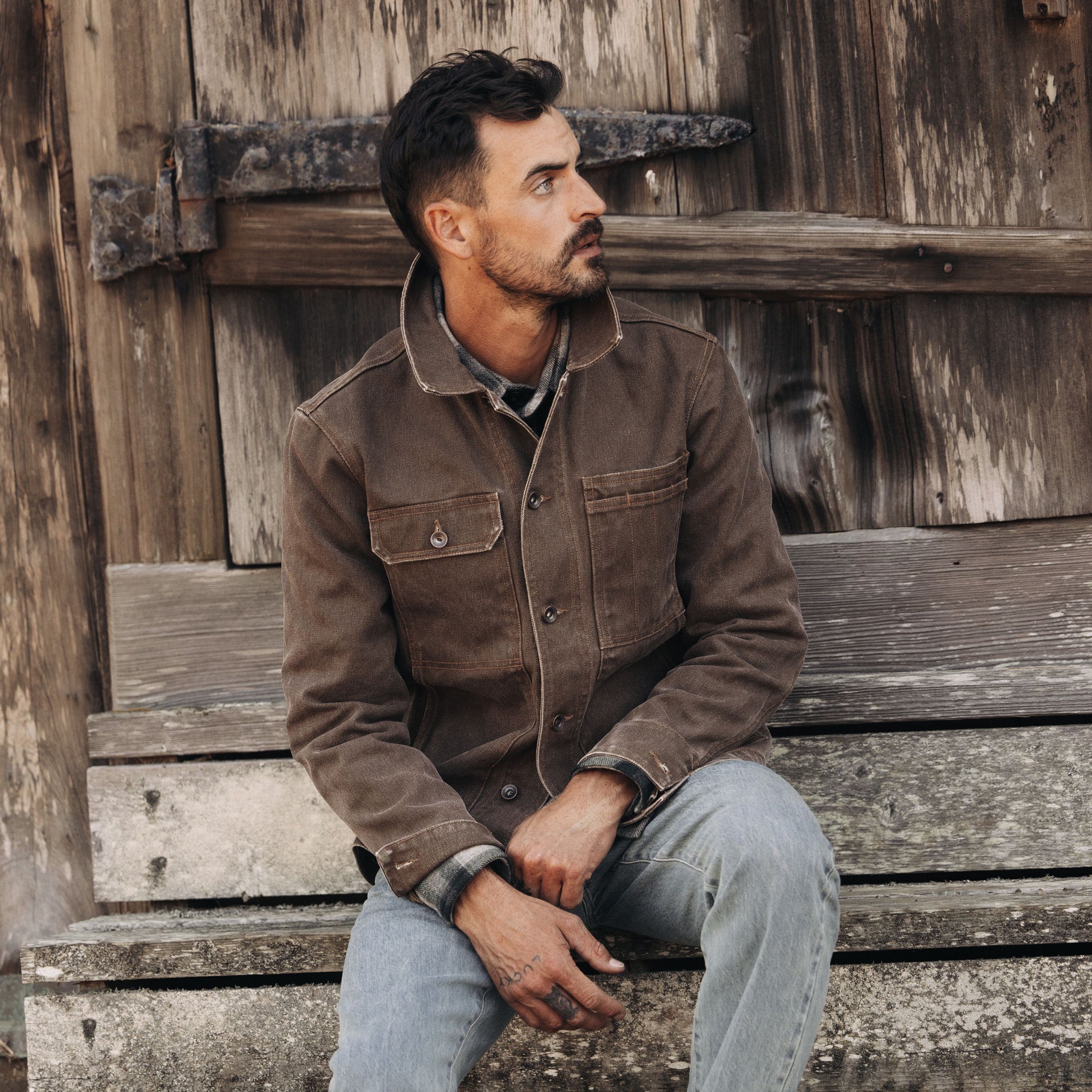 The Longshore Jacket in Aged Penny Chipped Canvas | Taylor Stitch