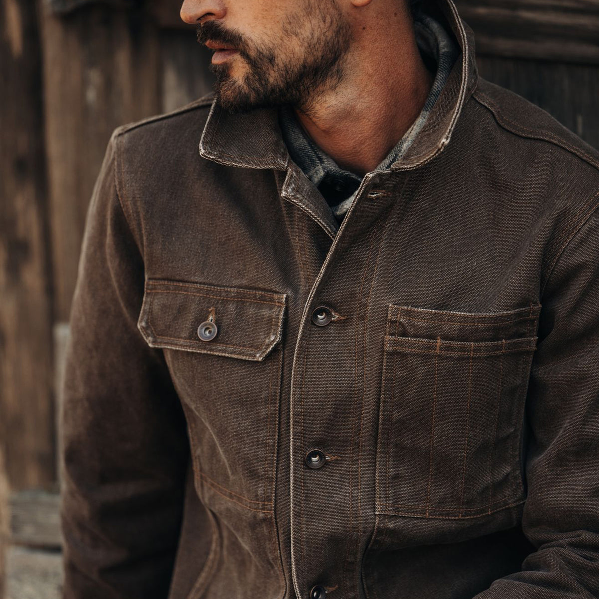 The Longshore Jacket in Aged Penny Chipped Canvas | Taylor Stitch