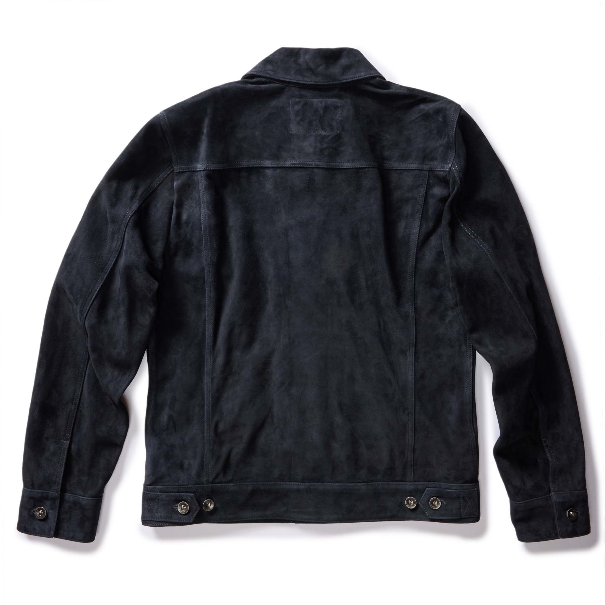 The Ryder Trucker Jacket in Dark Navy Suede | Taylor Stitch