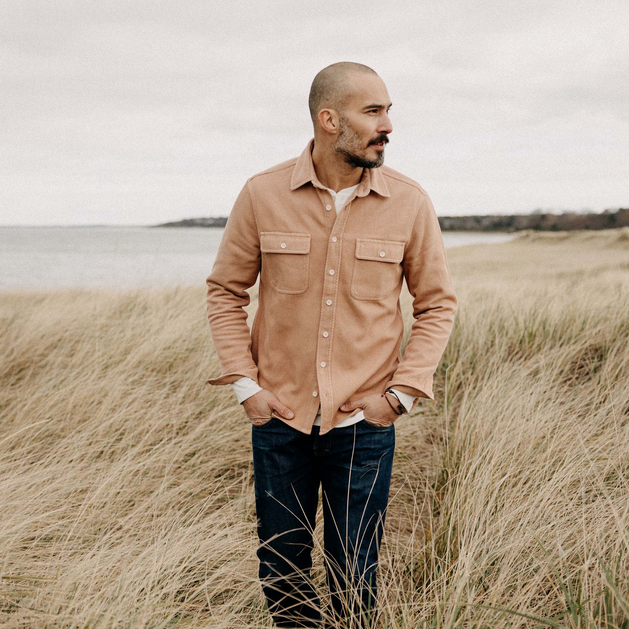 The Ledge Flannel Shirt in Dusty Coral Twill | Taylor Stitch