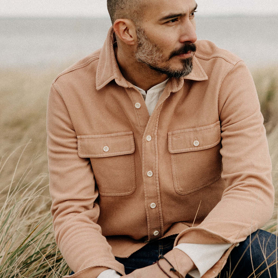 The Ledge Flannel Shirt in Dusty Coral Twill | Taylor Stitch