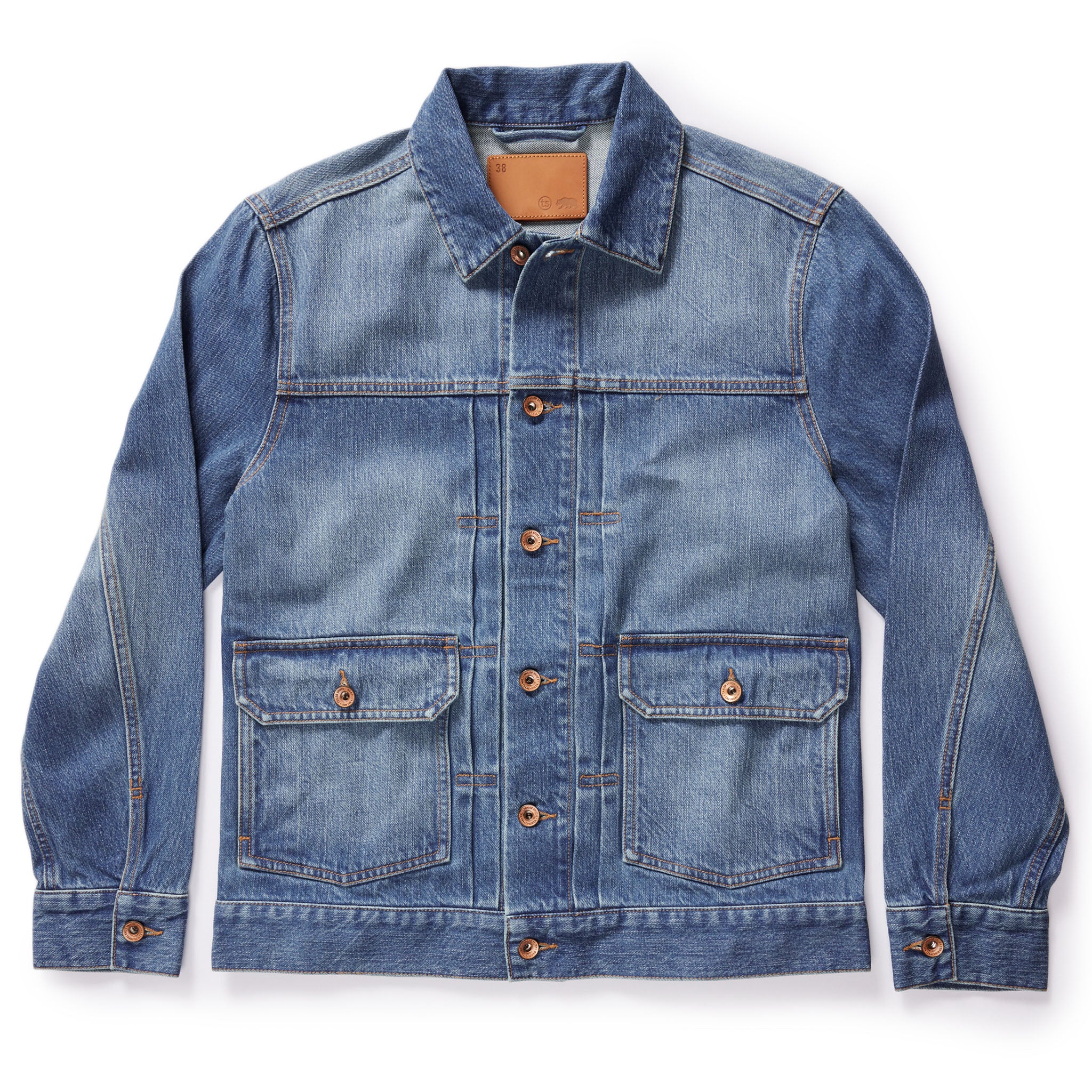 The Ryder Men's Denim Trucker Jacket in Sun Bleached Denim | Taylor Stitch